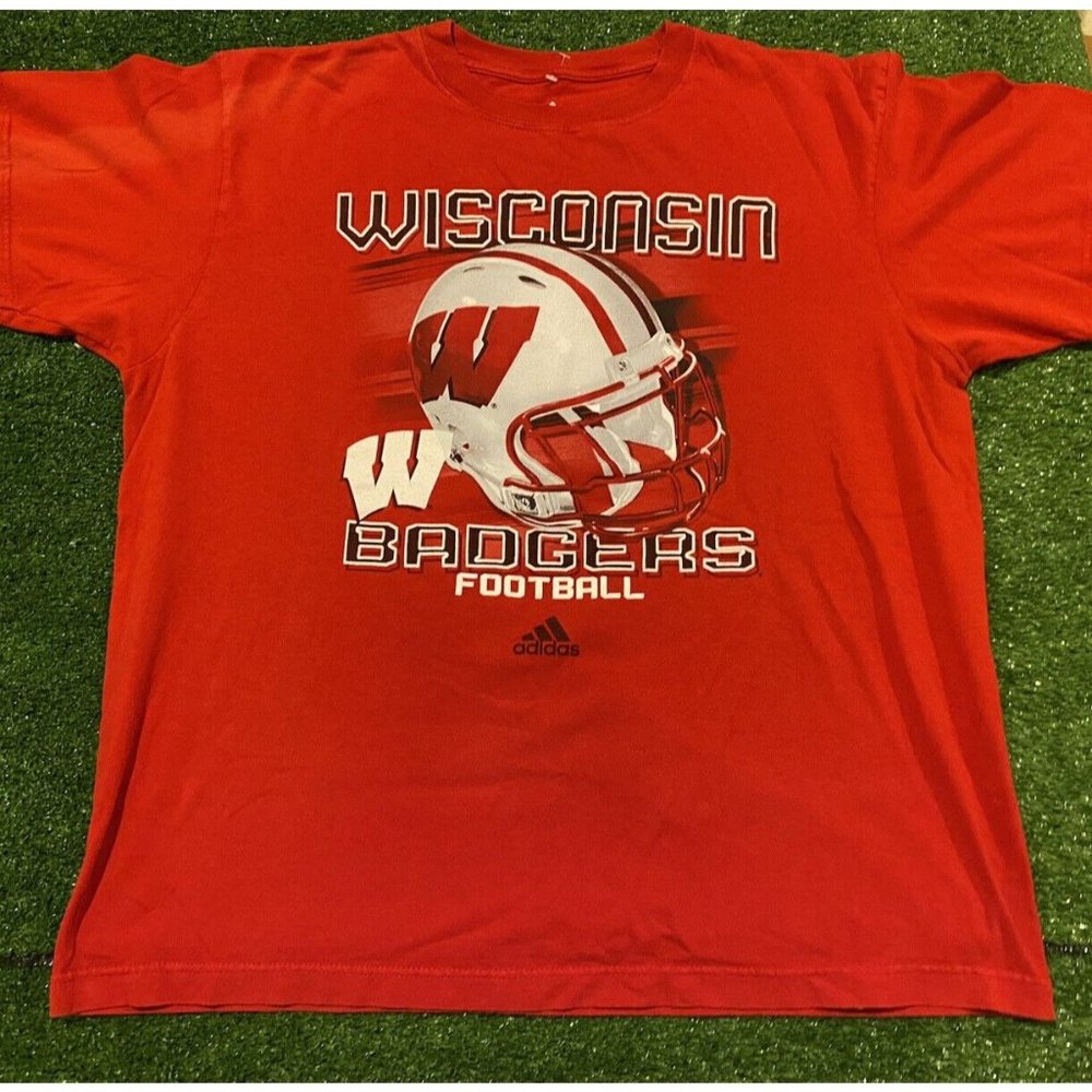 Retro Y2k Adidas Wisconsin Badgers Football Helmet T-… - Gem
